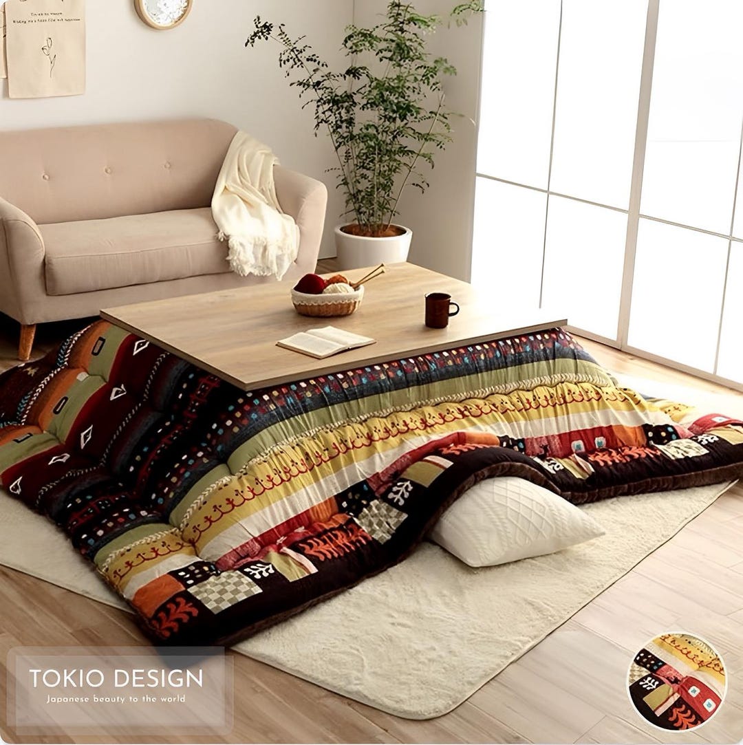 Kotatsu Futon Red Premium Cotton Flannel Blanket Table Square Rectangle ...
