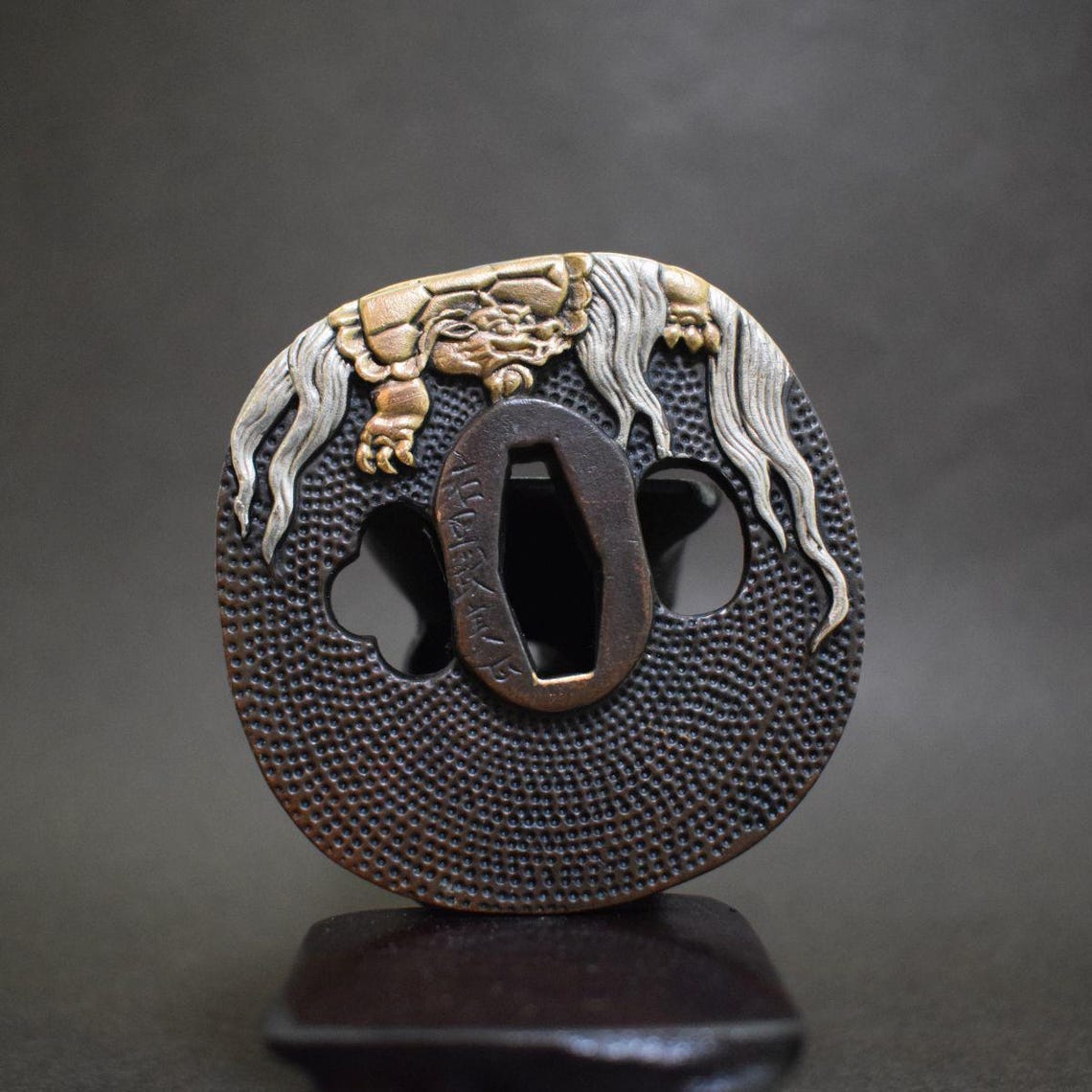 TSUBA Japanese Antique Katana Samurai / Suzaku and Genbu four Sacred ...
