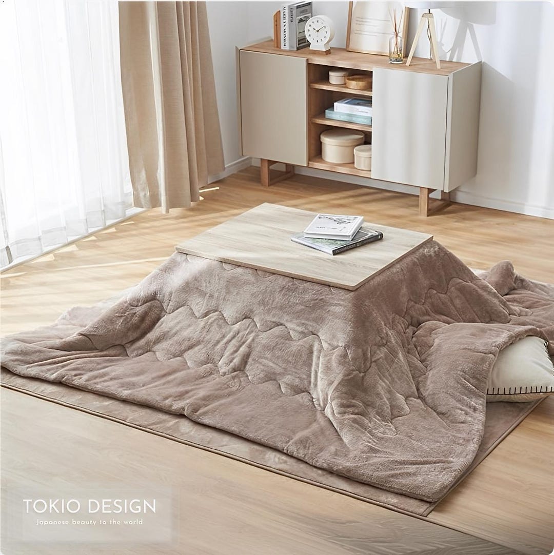 Washable Kotatsu Futon Beige Premium Flannel Comforter Fluffy Blanket ...