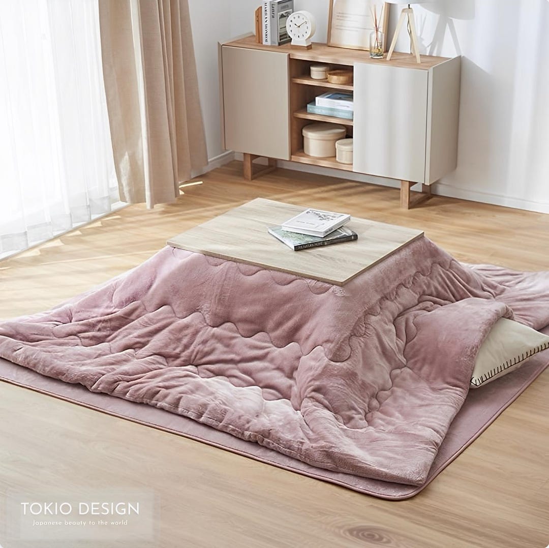 Washable Kotatsu Futon Pink Premium Flannel Comforter Fluffy Blanket ...