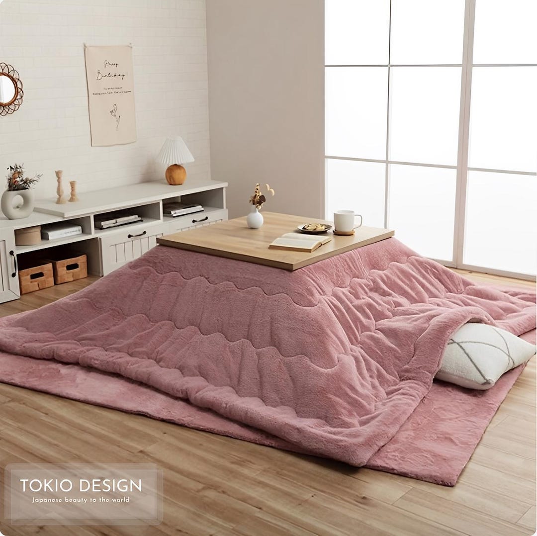 Kotatsu Futon Pink Premium Cotton Flannel Blanket Table Square ...