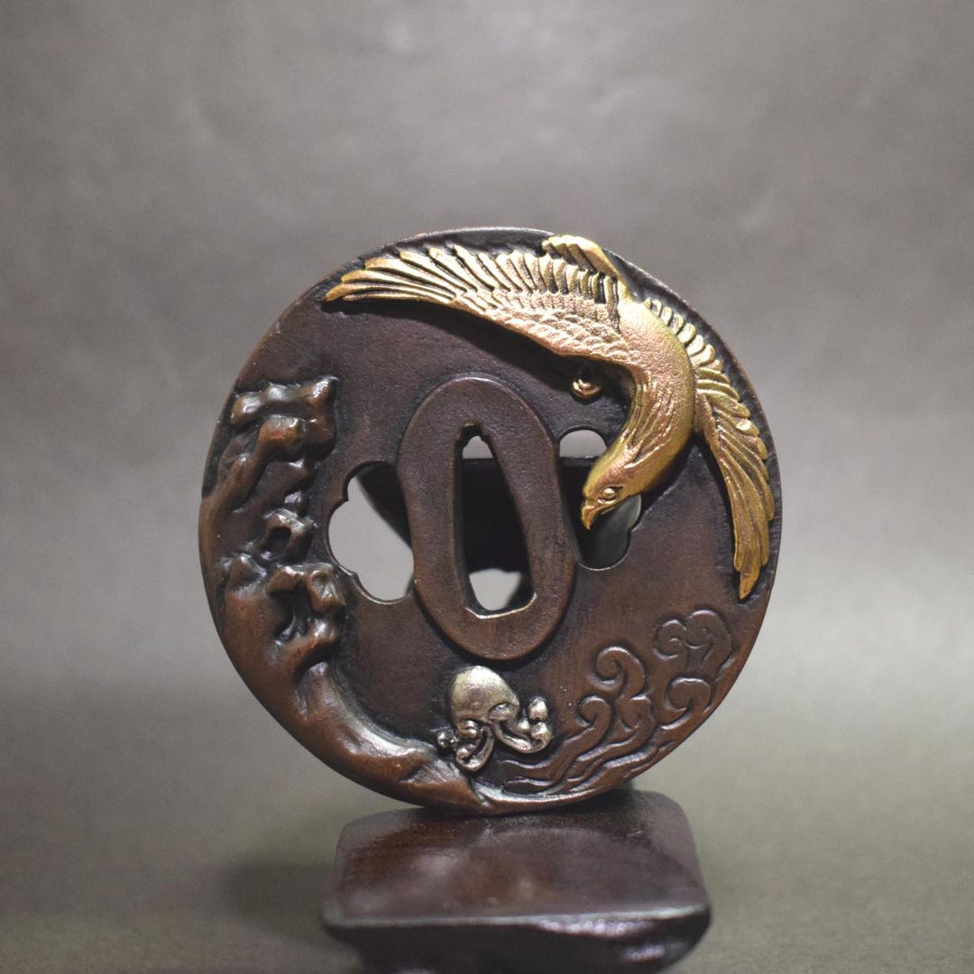 TSUBA Japanese Antique Katana Samurai / Bird and Octopus KU151 - Etsy