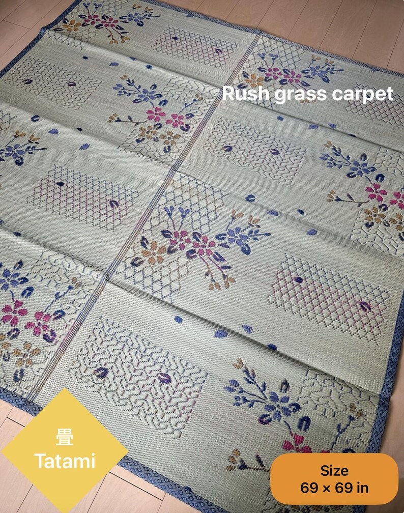 Tatami Carpet Rug Mat Flower Pattern 100% Natural Rush Grass From Japan ...