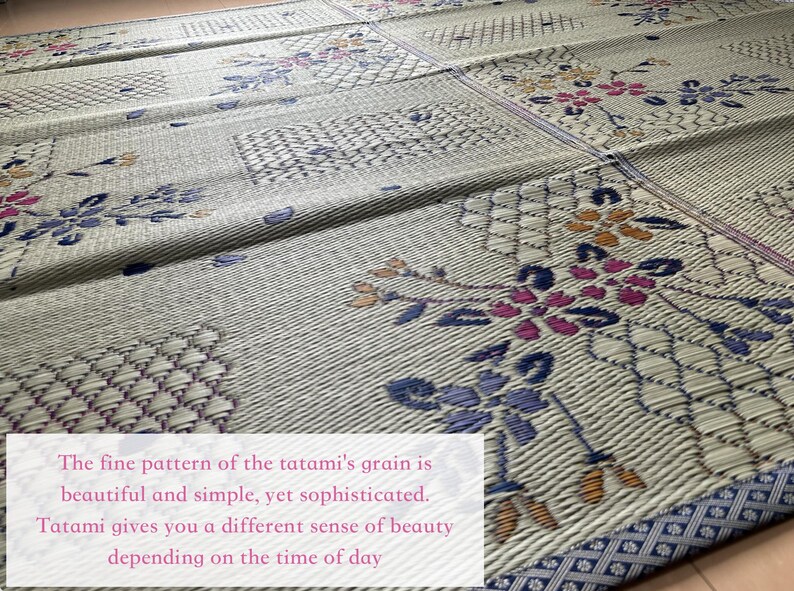 Tatami Carpet Rug Mat Flower Pattern 100% Natural Rush Grass From Japan ...
