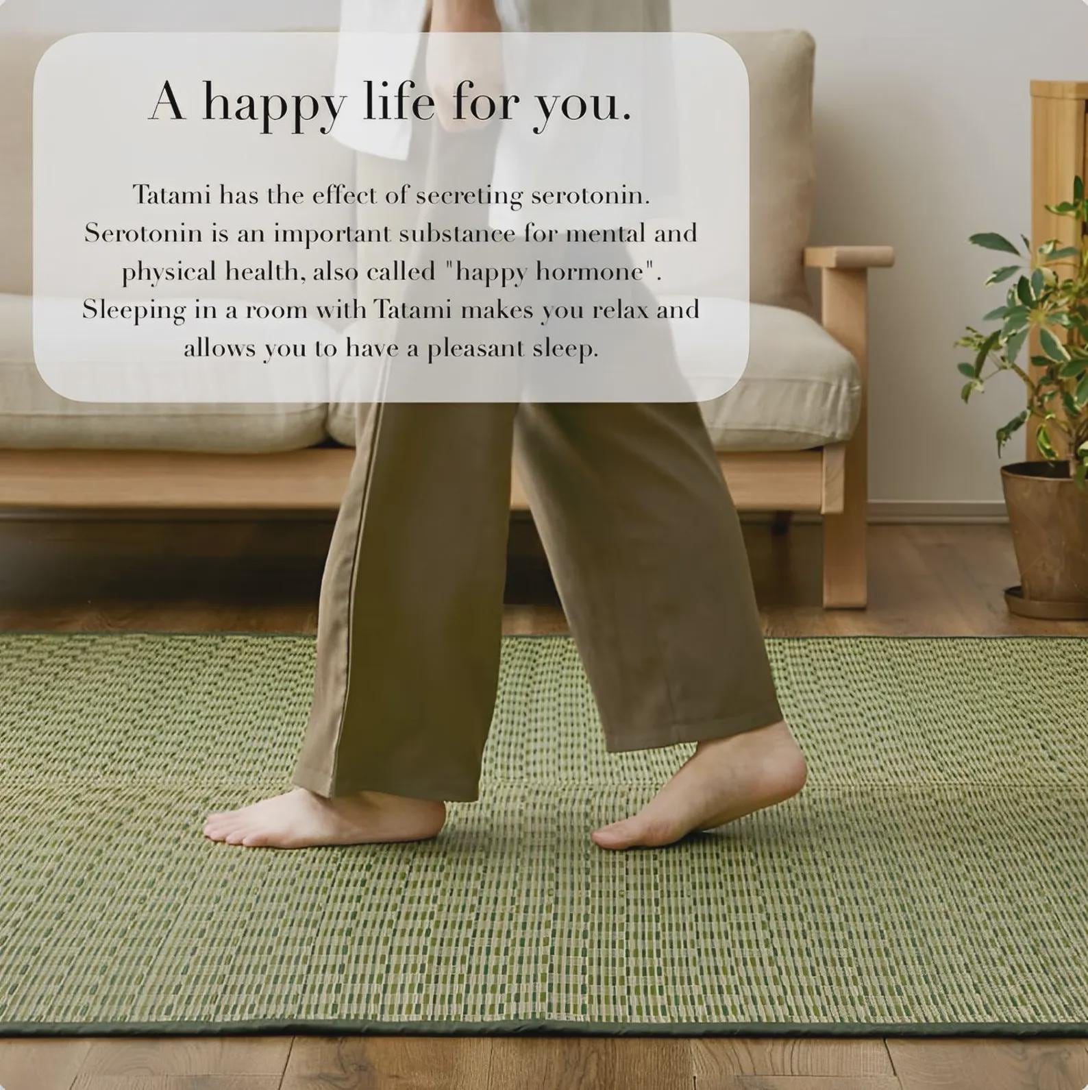 Tatami Mat "wakatsuki" Green Color Japanese Rush Grass Craftsmanship ...