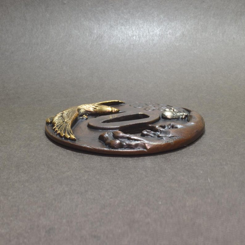 TSUBA Japanese Antique Katana Samurai / Bird and Octopus KU151 - Etsy