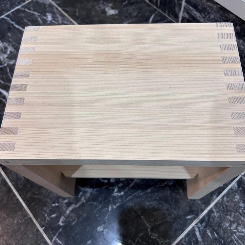 Japanese Hinoki Box-shaped Bath Chair Stool Natural Material Cypress ...