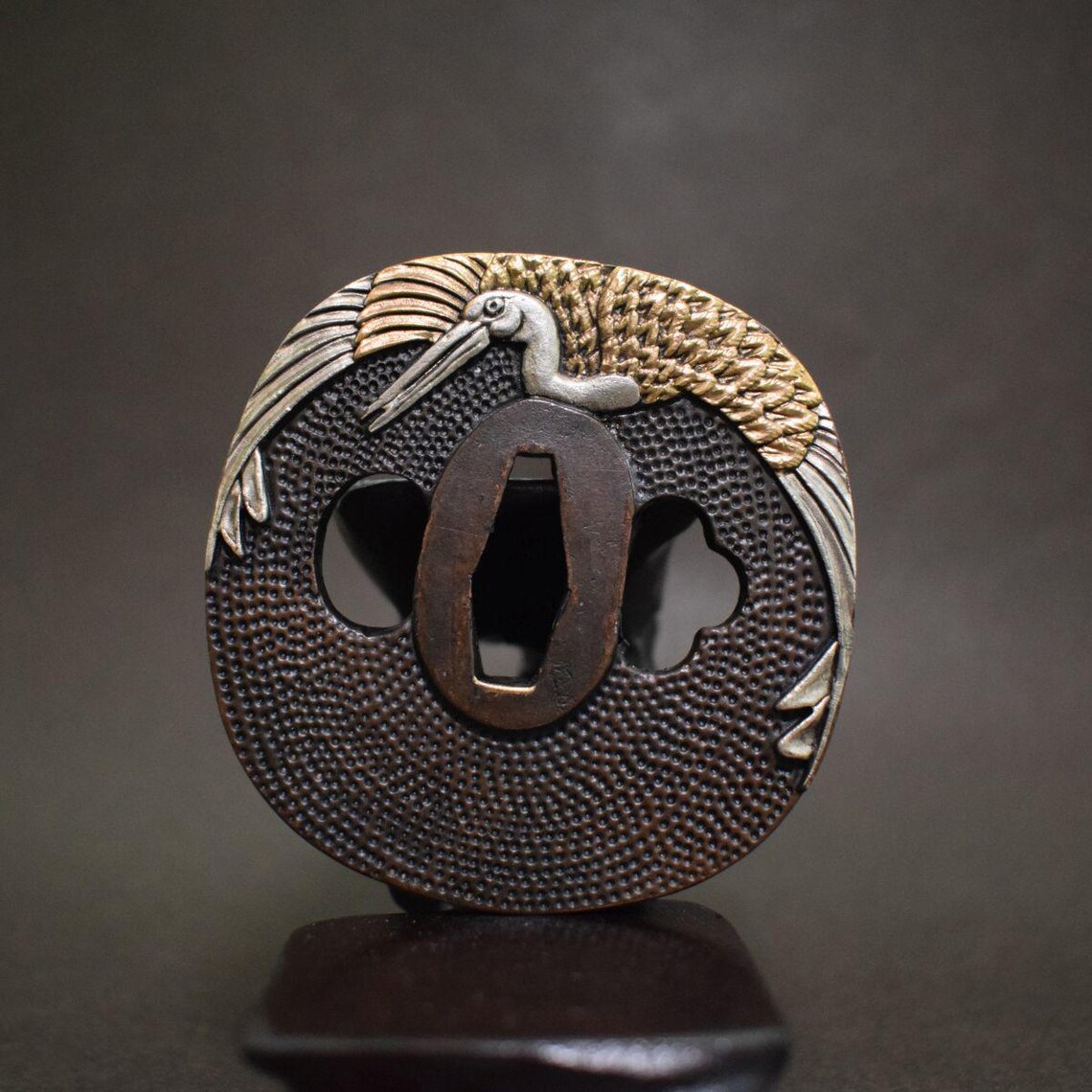 TSUBA Japanese Antique Katana Samurai / Suzaku and Genbu four Sacred ...