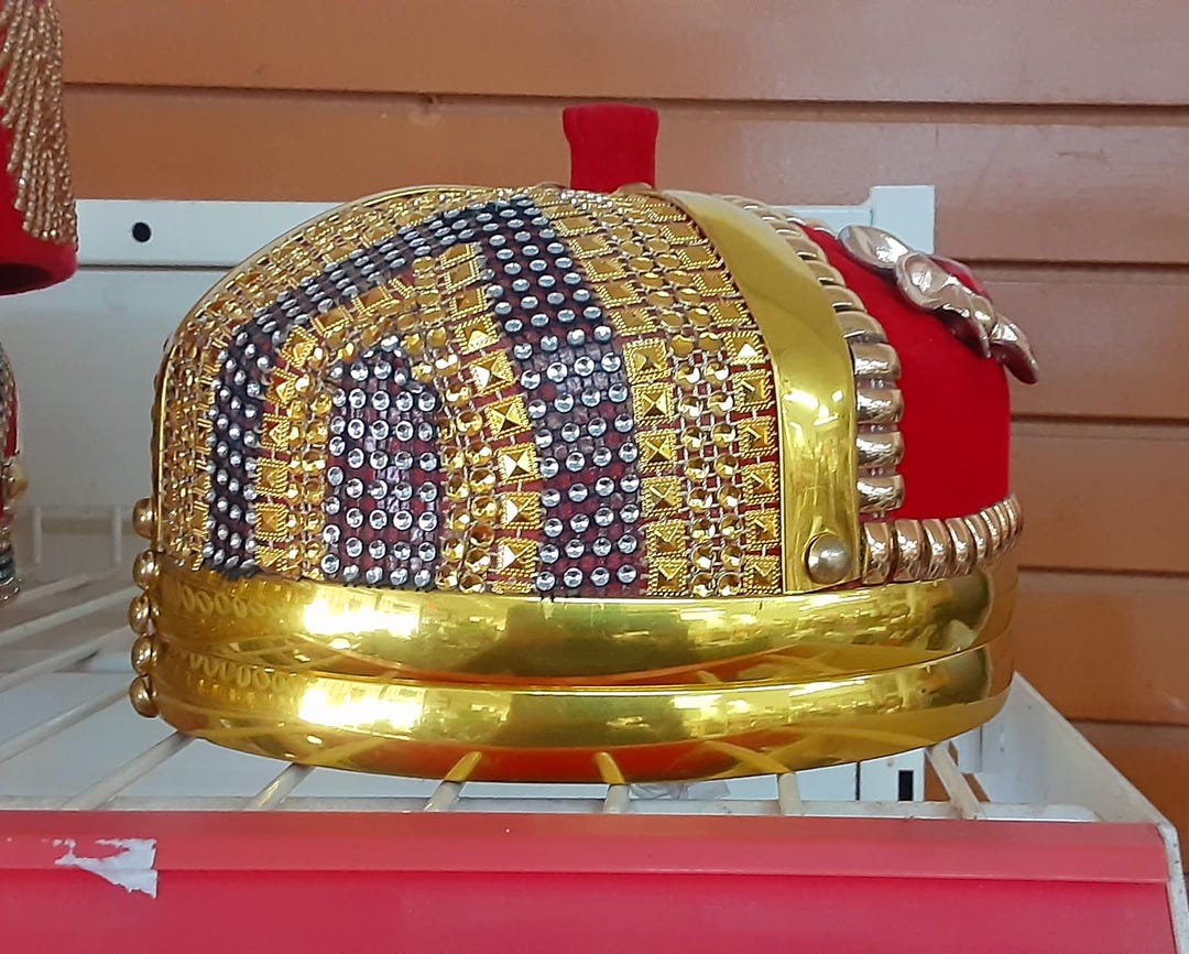 Traditional African Men's Red and Gold Hat - Etsy