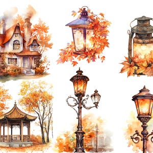 Watercolor Autumn Clipart Bundle Cozy Autumn Wreath PNG Cozy Planner ...