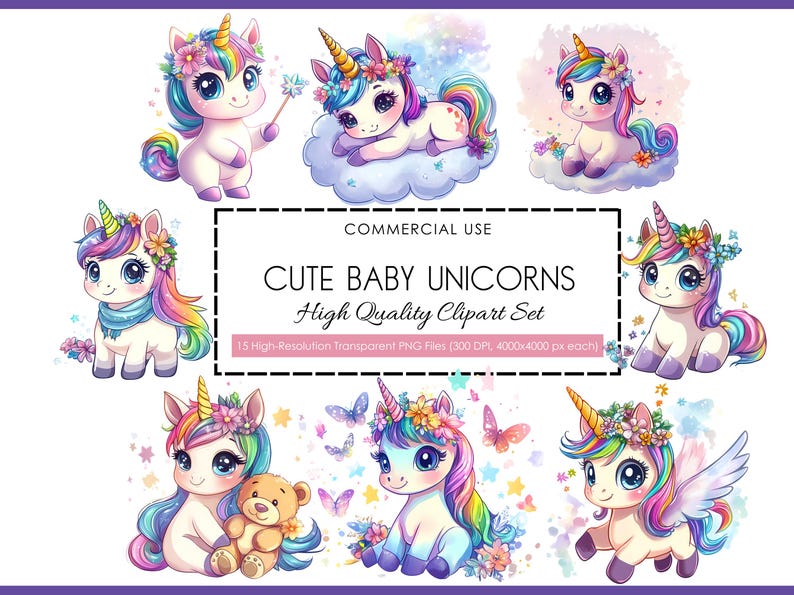 Watercolor Cute Unicorn Png Clipart Pastel Unicorn Clipart Cute Unicorn ...