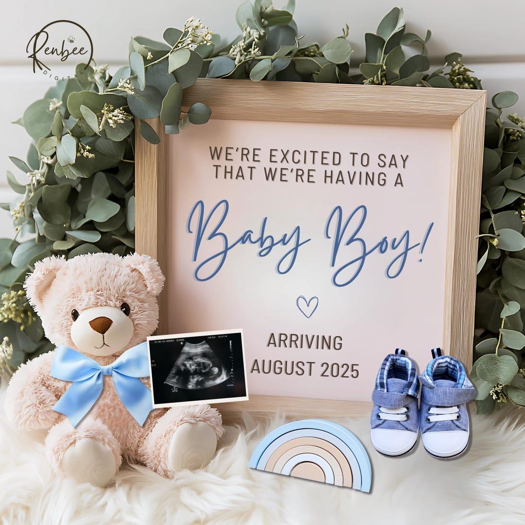 Baby Boy Announcement Social Media Baby Announcement Editable Template ...