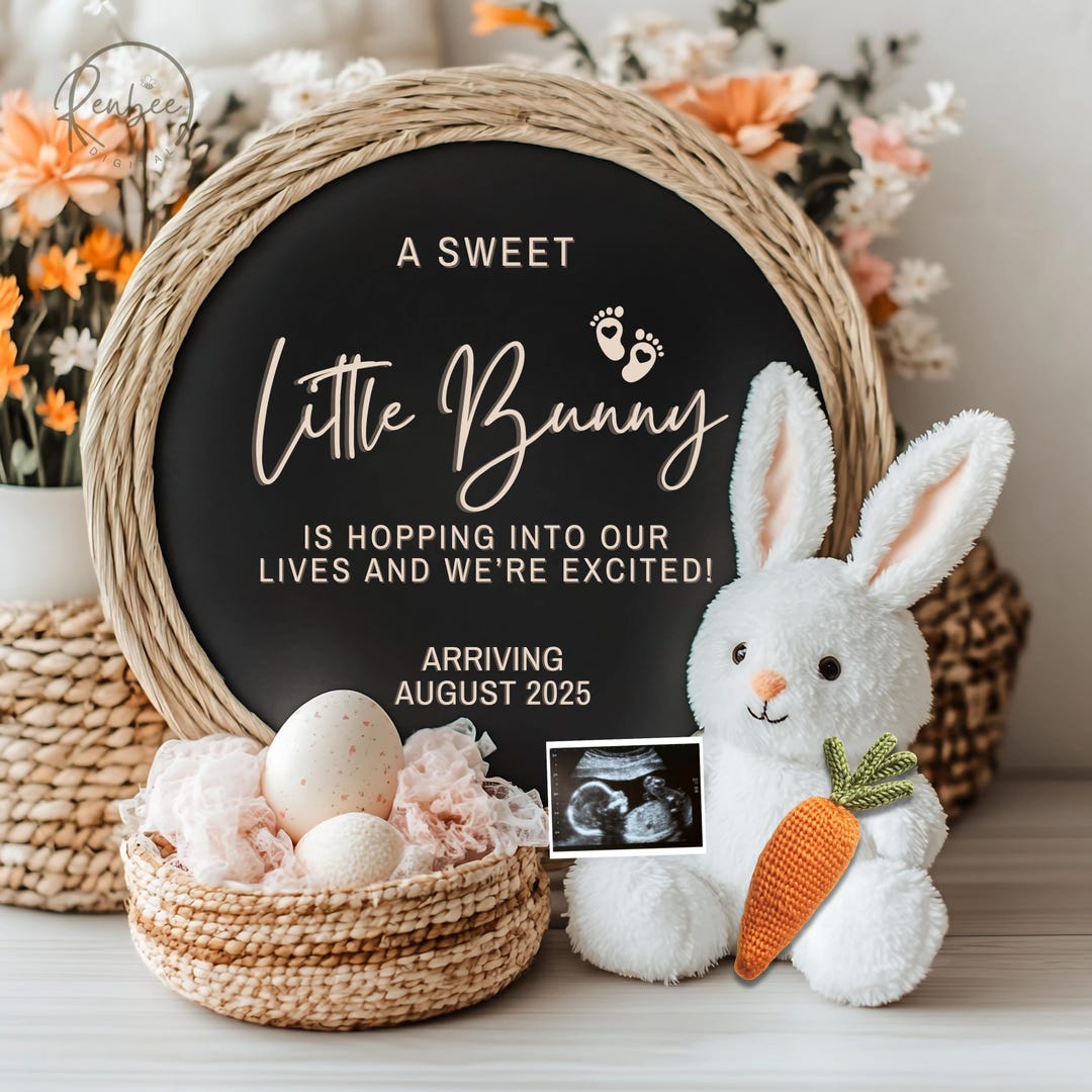 Easter Pregnancy Announcement Digital Simple Baby Reveal Editable ...