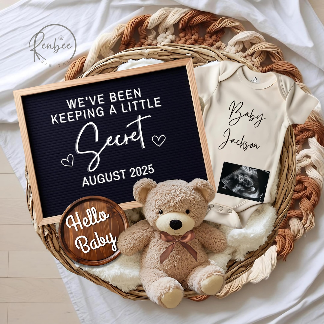 Gender Neutral Digital Pregnancy Announcement Digital Editable Social ...