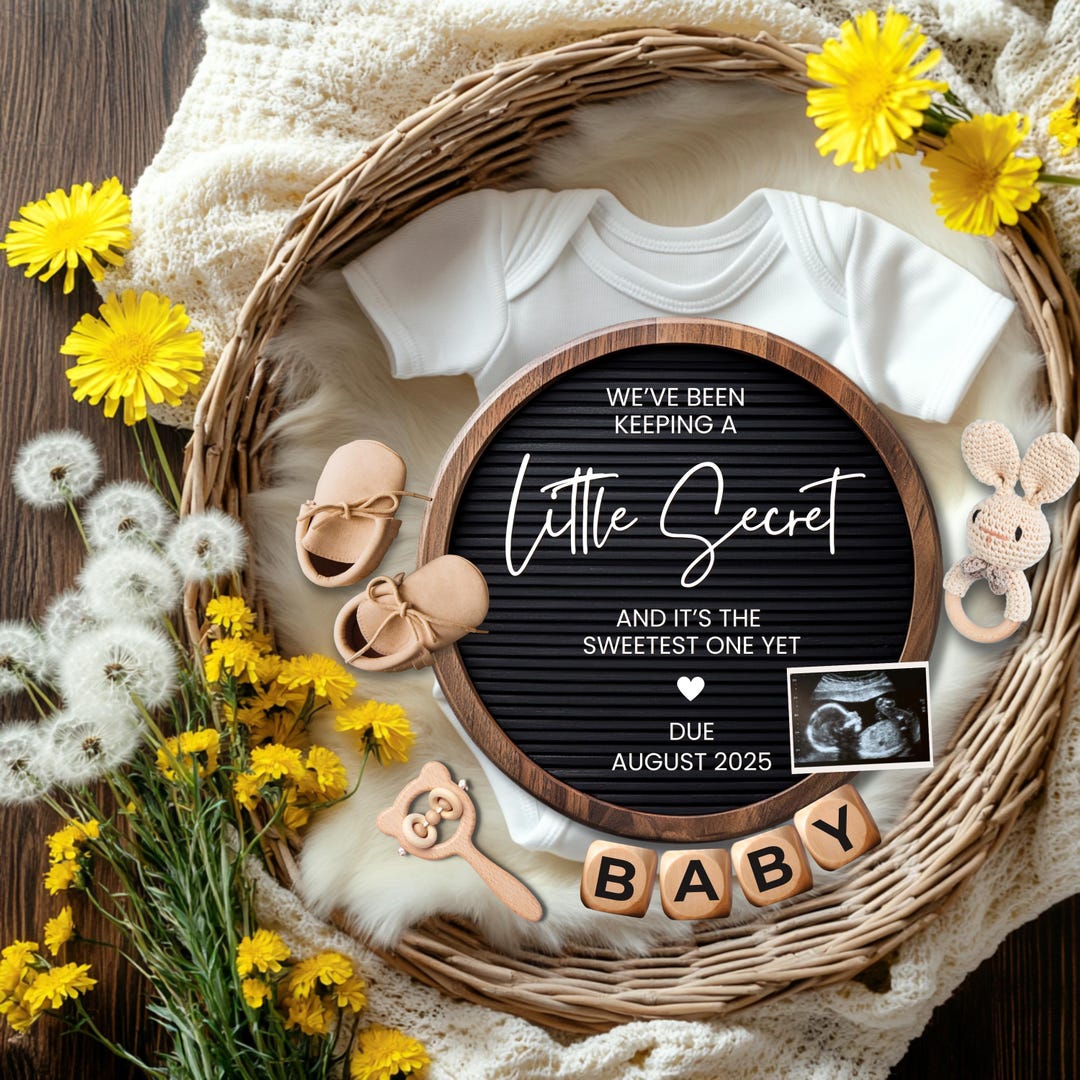 Gender Neutral Digital Pregnancy Announcement Digital Editable Social ...