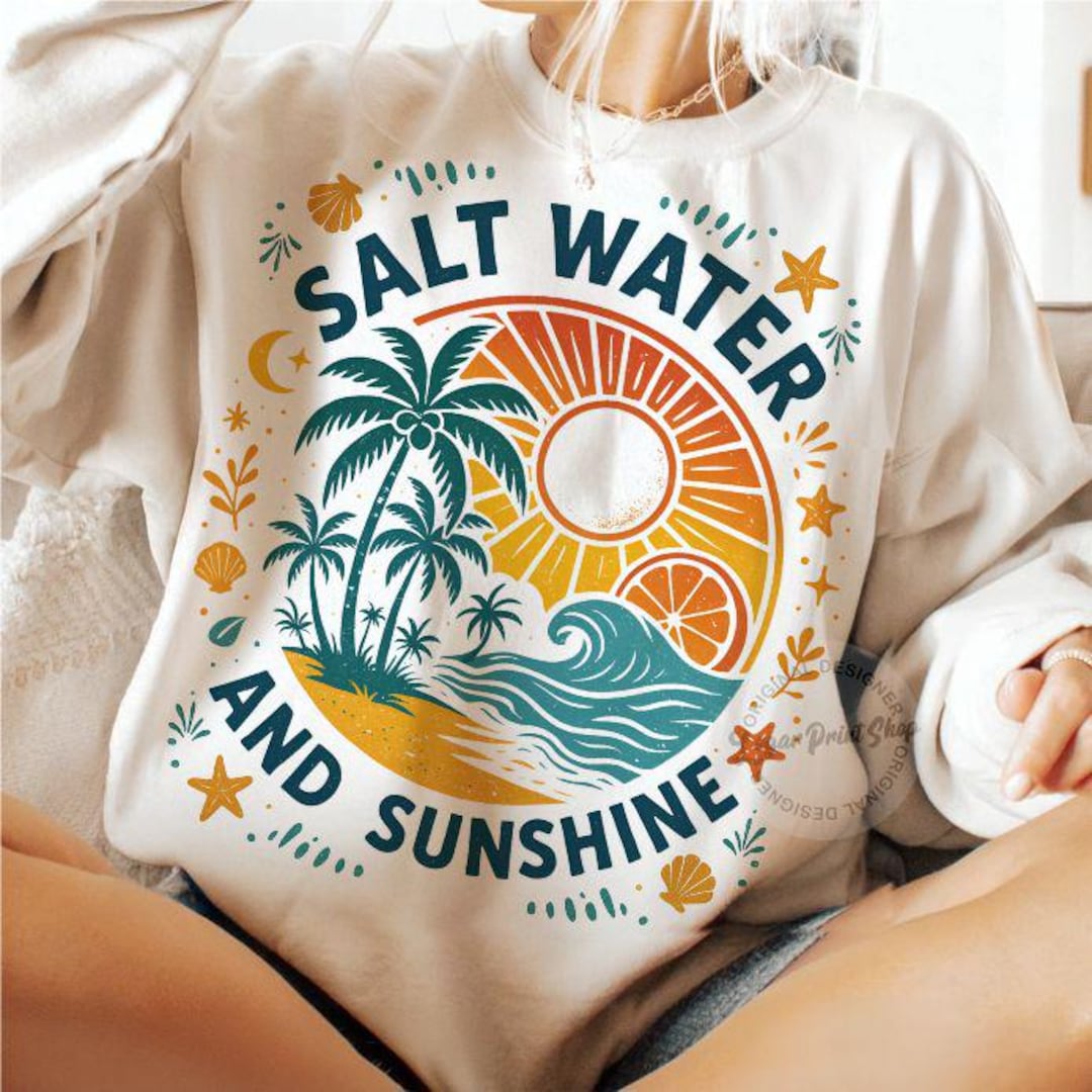 Salt Water Sunshine PNG: Retro Beach Design (digital Download) - Etsy