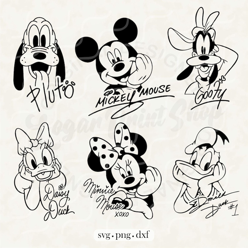 Mickey and Friends Bundle Svg,mouse Friends Character Signature ...