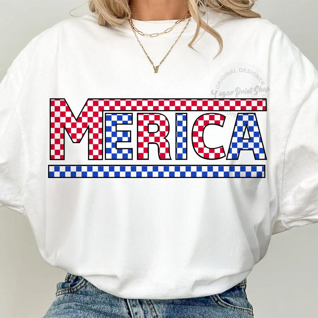 Checkered Merica SVG, Merica Svg, America Svg, Party in the USA Svg, Fourth of July Svg, 4th of ...