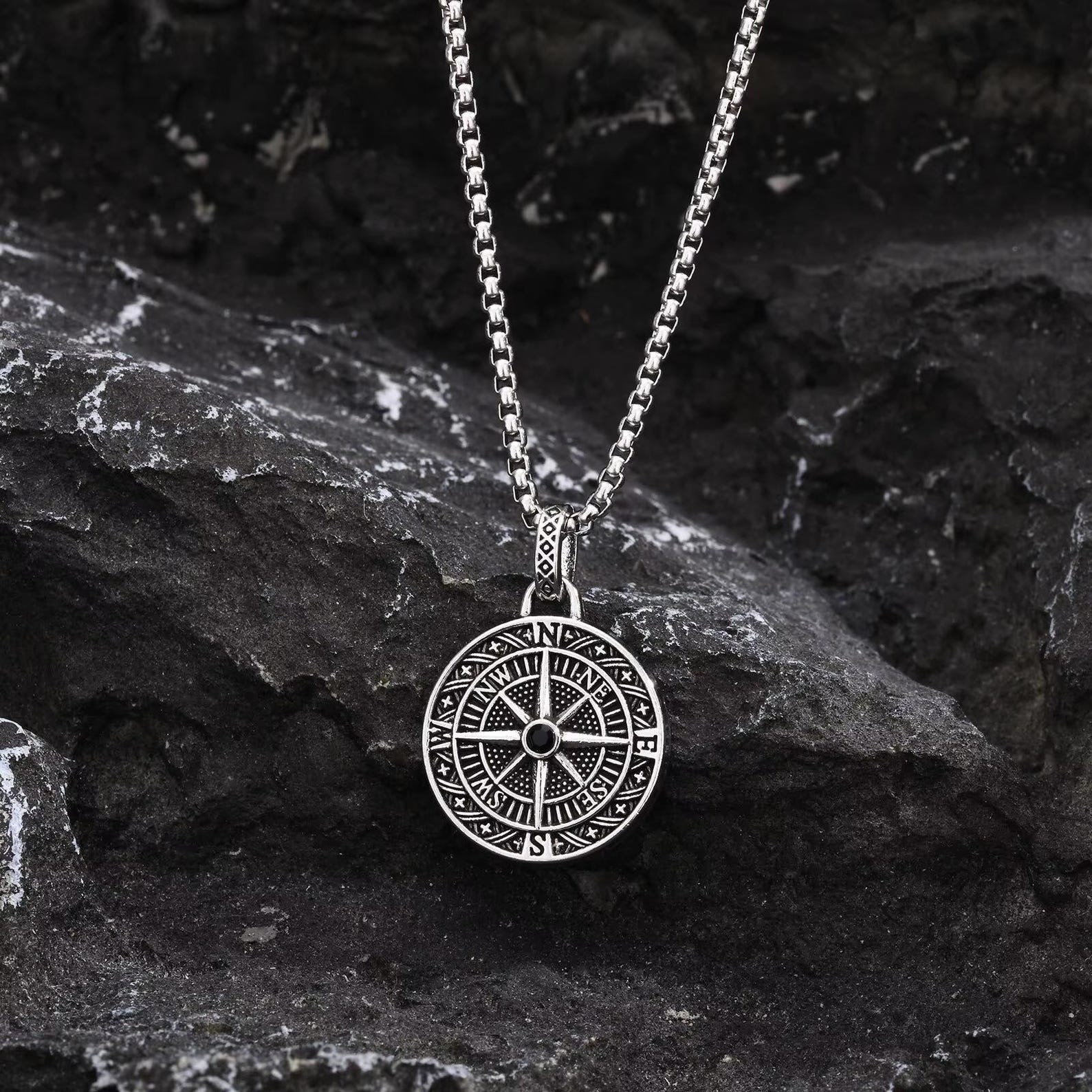 Punk Nautical Compass Necklaces for Men Boys,metal Round Coin Pendant ...