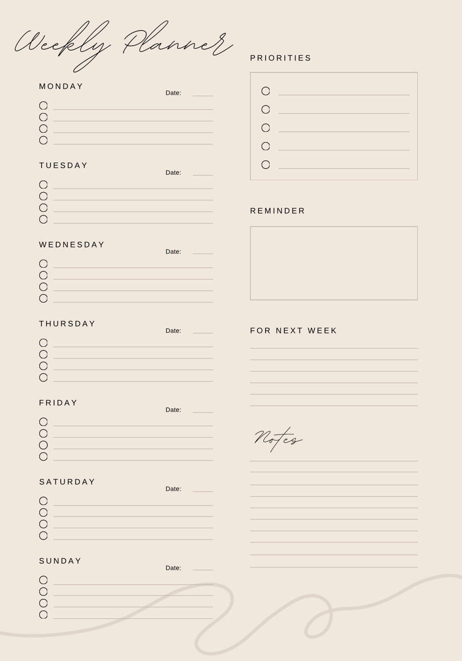 Weekly Planner A4 Format - Etsy