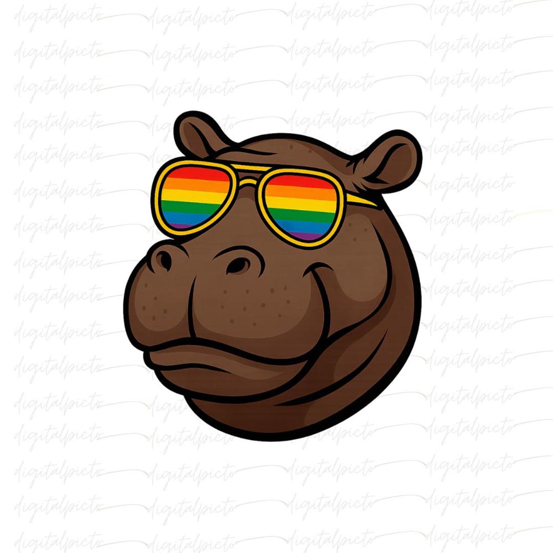 Pride Hippo PNG | LGBTQ+ Rainbow Sunglasses Hippopotamus Clipart | Fun ...