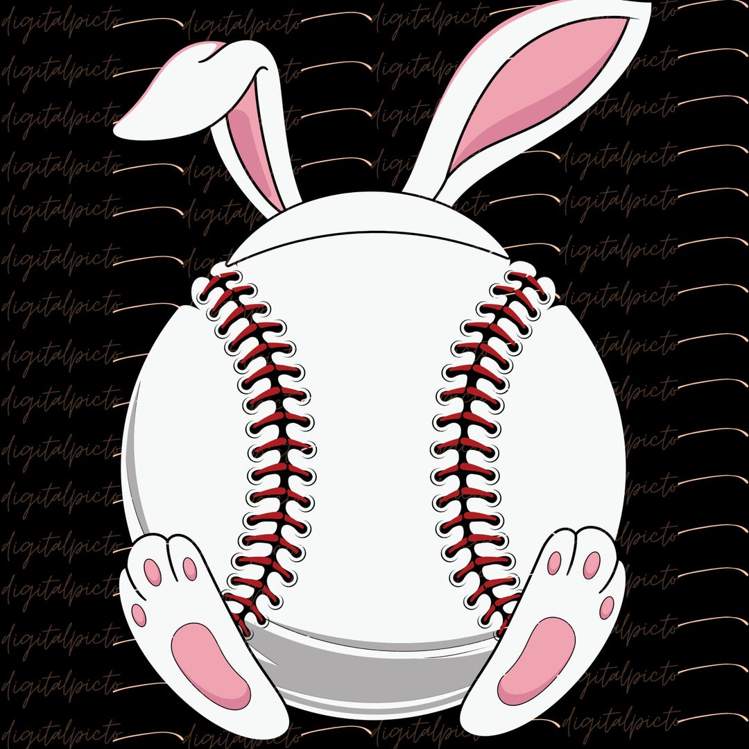 Vintage Easter Baseball Bunny PNG, Sublimation Clipart, Bunny Ears ...