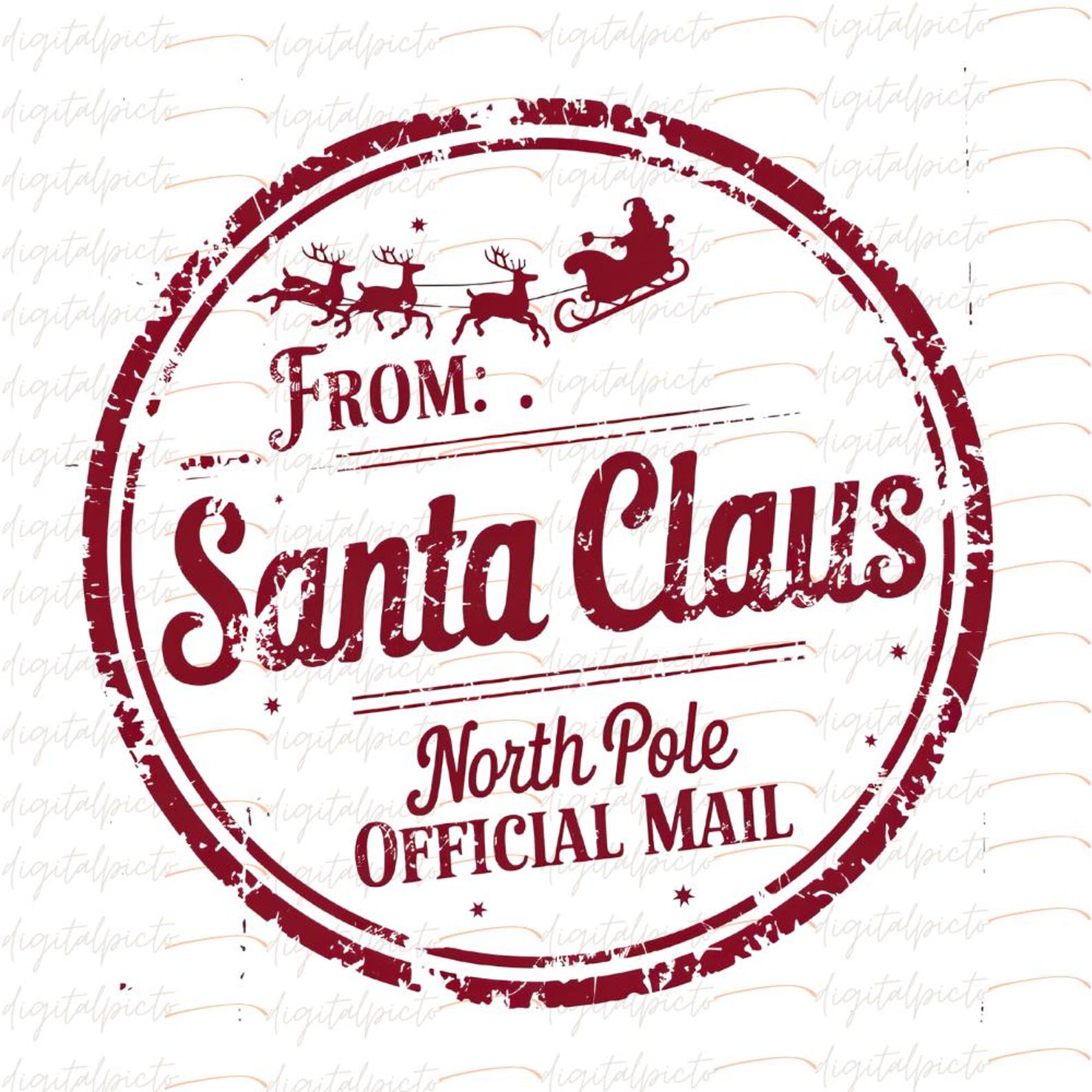 Santa Claus North Pole Stamp PNG | Vintage Official Mail Christmas ...