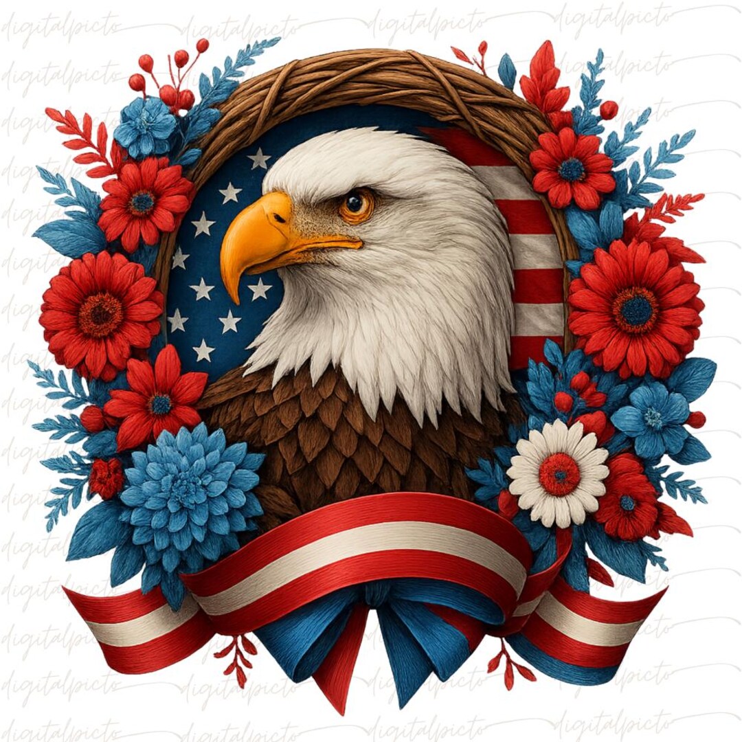Bald Eagle USA Wreath PNG, Clipart, Sublimation – Patriotic Flowers ...