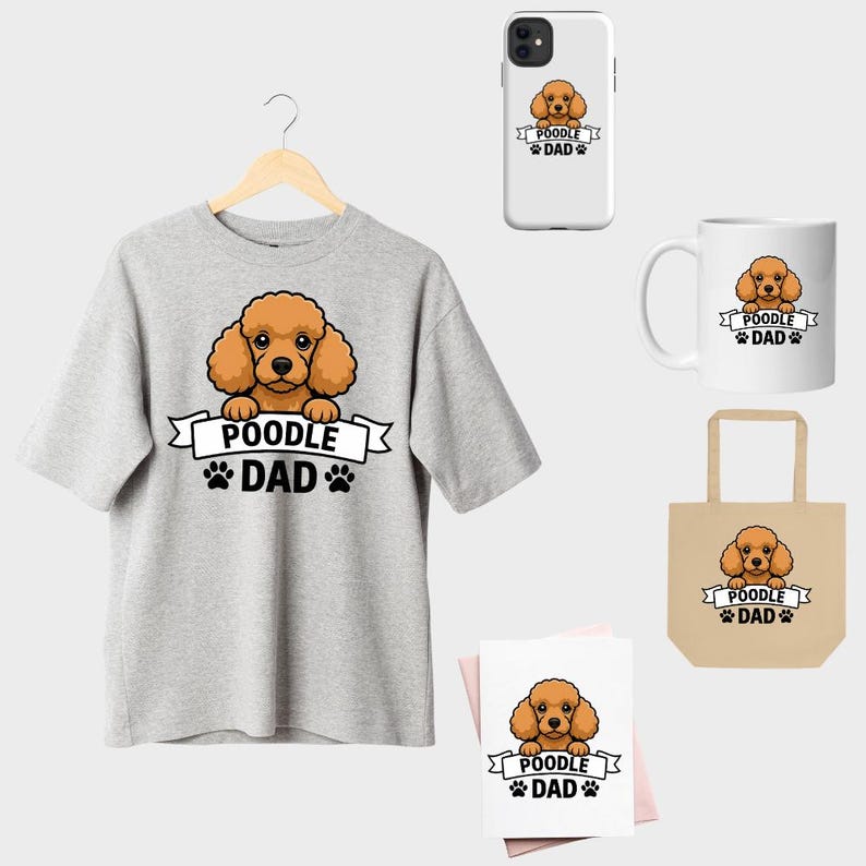 Poodle Dad PNG, Cute Poodle Dog Clipart, Poodle Dad Sublimation PNG ...