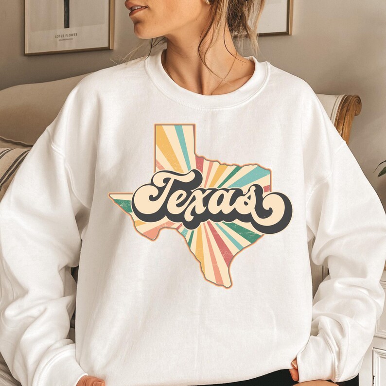 Vintage Retro Texas Map Sunburst PNG - Etsy