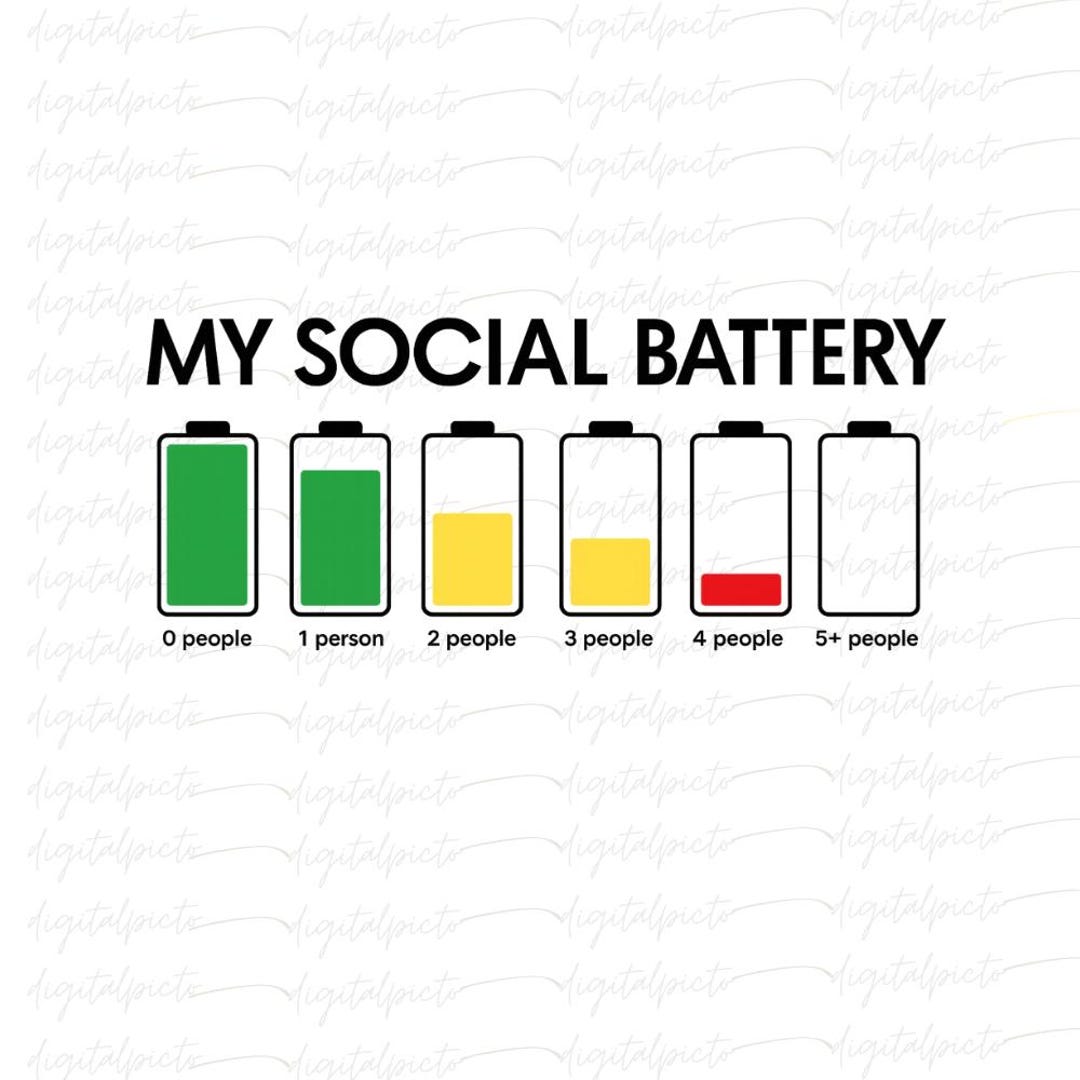 Introvert Social Battery PNG – Funny Chart With Battery Levels From 0 ...