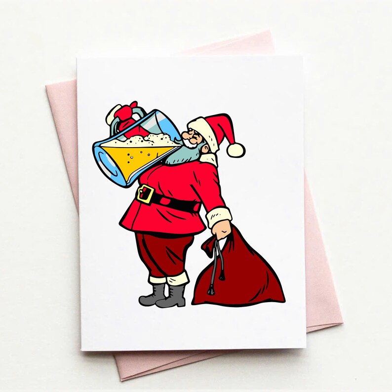 Beer-loving Santa PNG | Festive Santa Drinking Beer Holiday Design - Etsy