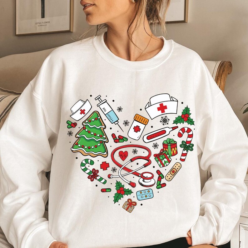 Holiday Nurse Heart PNG, Christmas Medical Design Digital Download ...