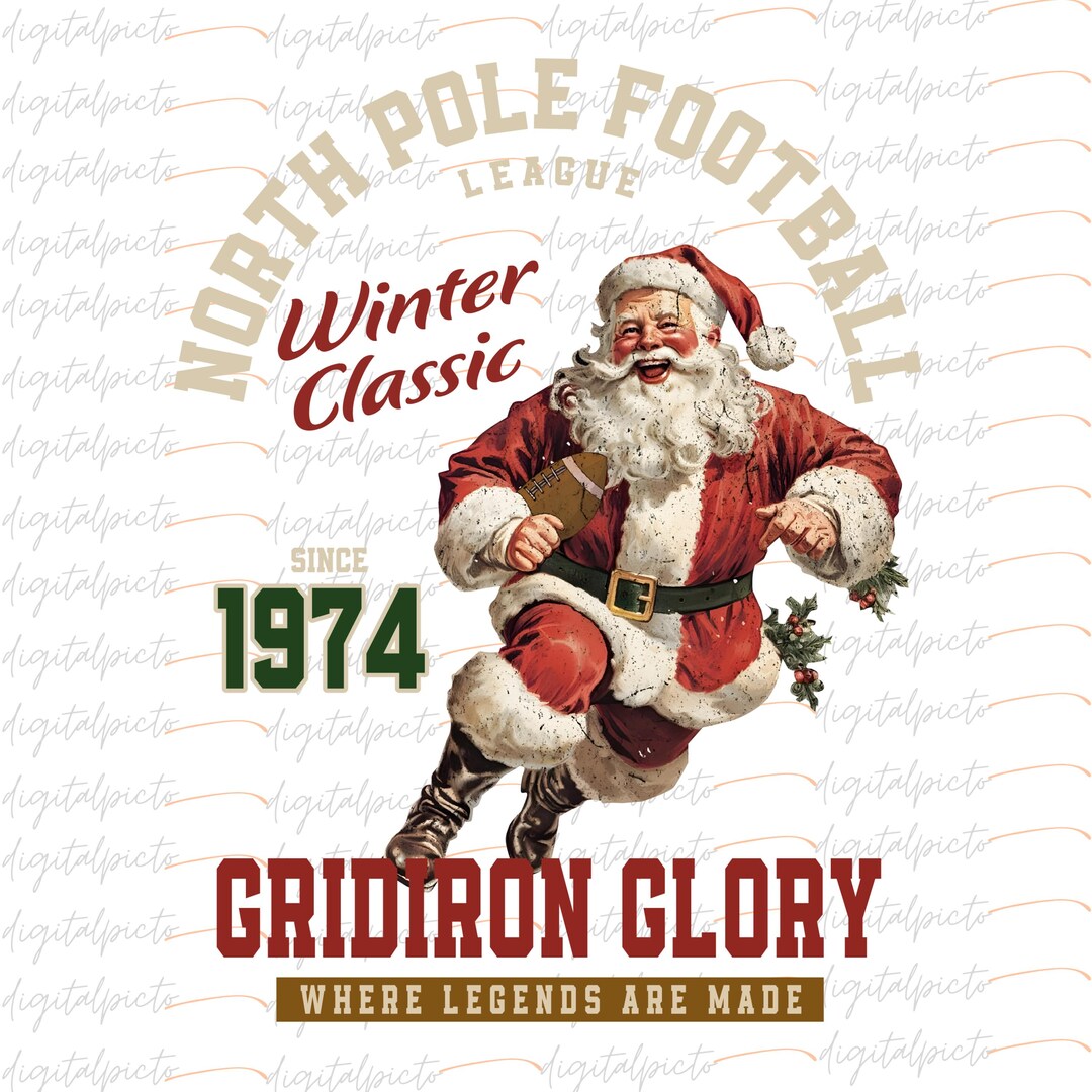 North Pole Football League Sublimation PNG, Santa Winter Classic Design ...