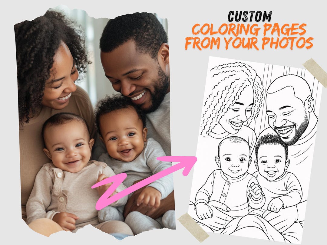 5 Custom Coloring Pages From Photo Personalized Coloring Page Custom ...