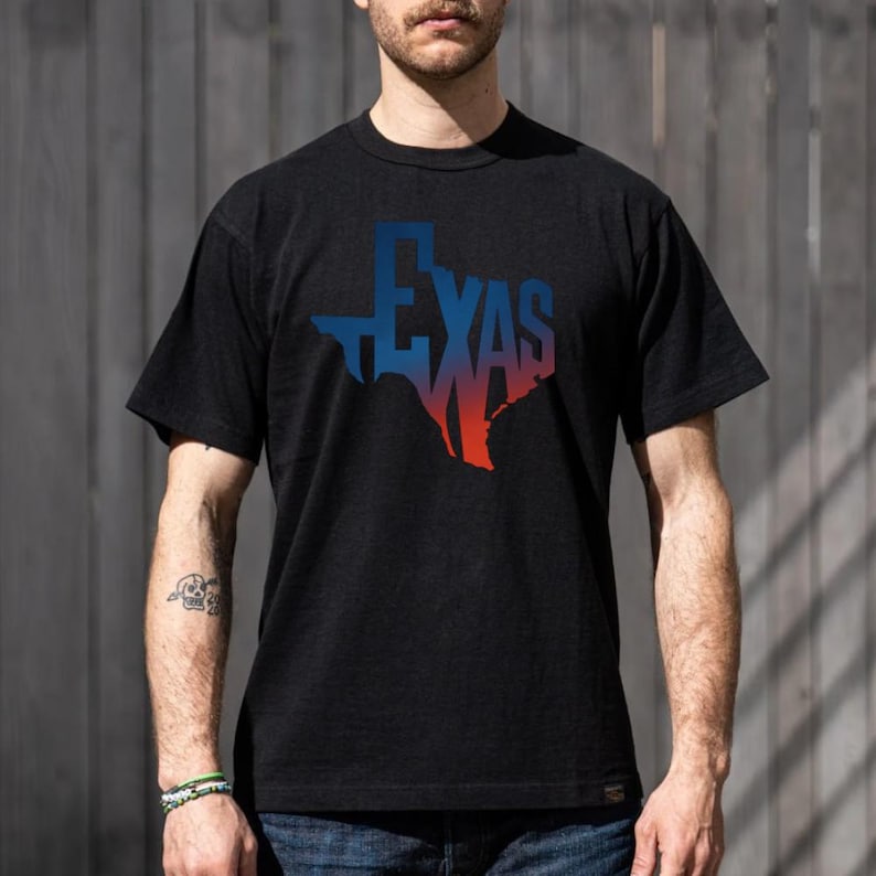 Texas State Shape Typography PNG – Blue to Red Ombre Clipart – Bold ...