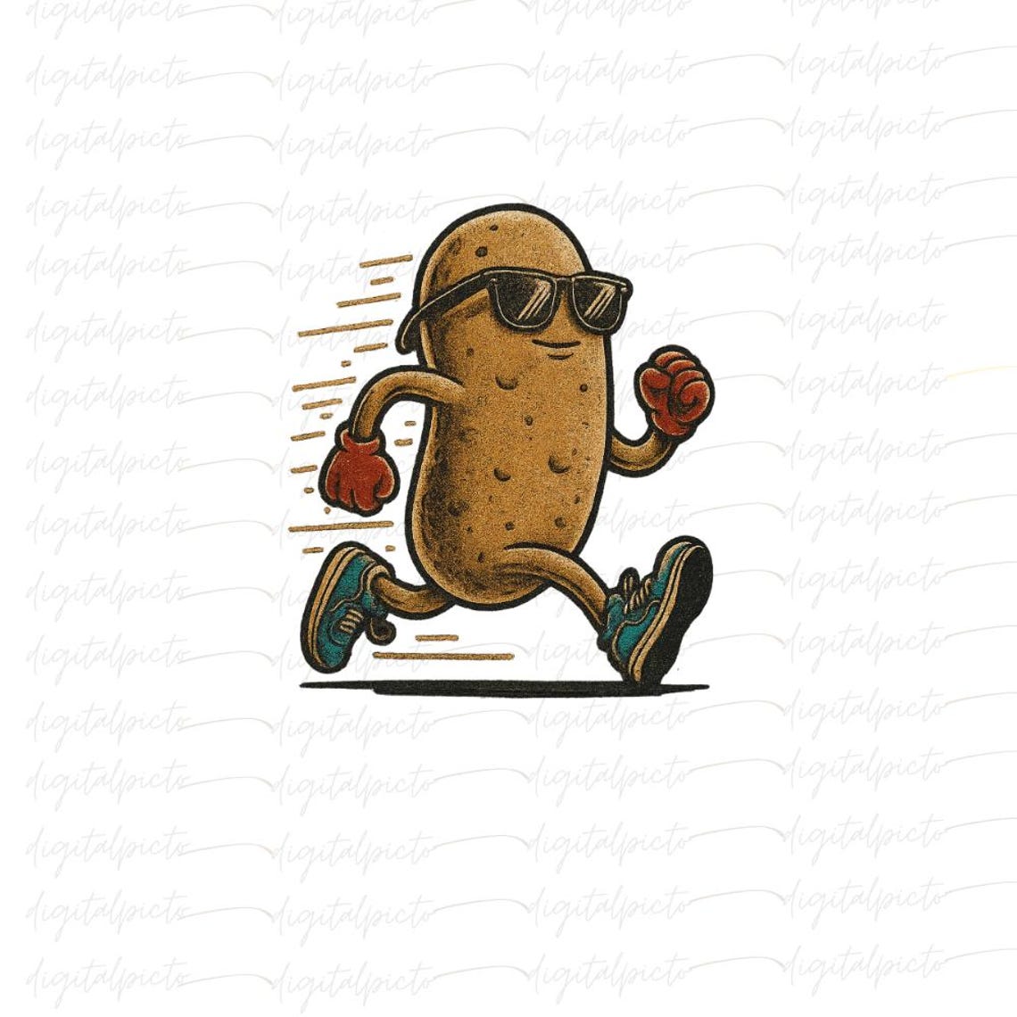 Running Potato PNG – Funny Retro Food Character With Sunglasses for ...