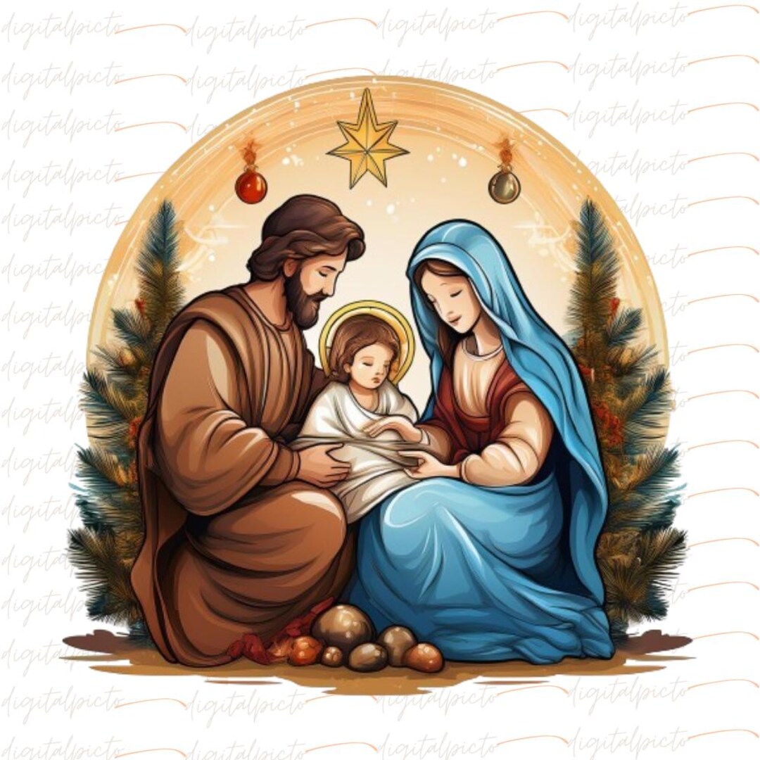 Nativity Scene PNG, Holy Family Christmas Sublimation, Religious ...