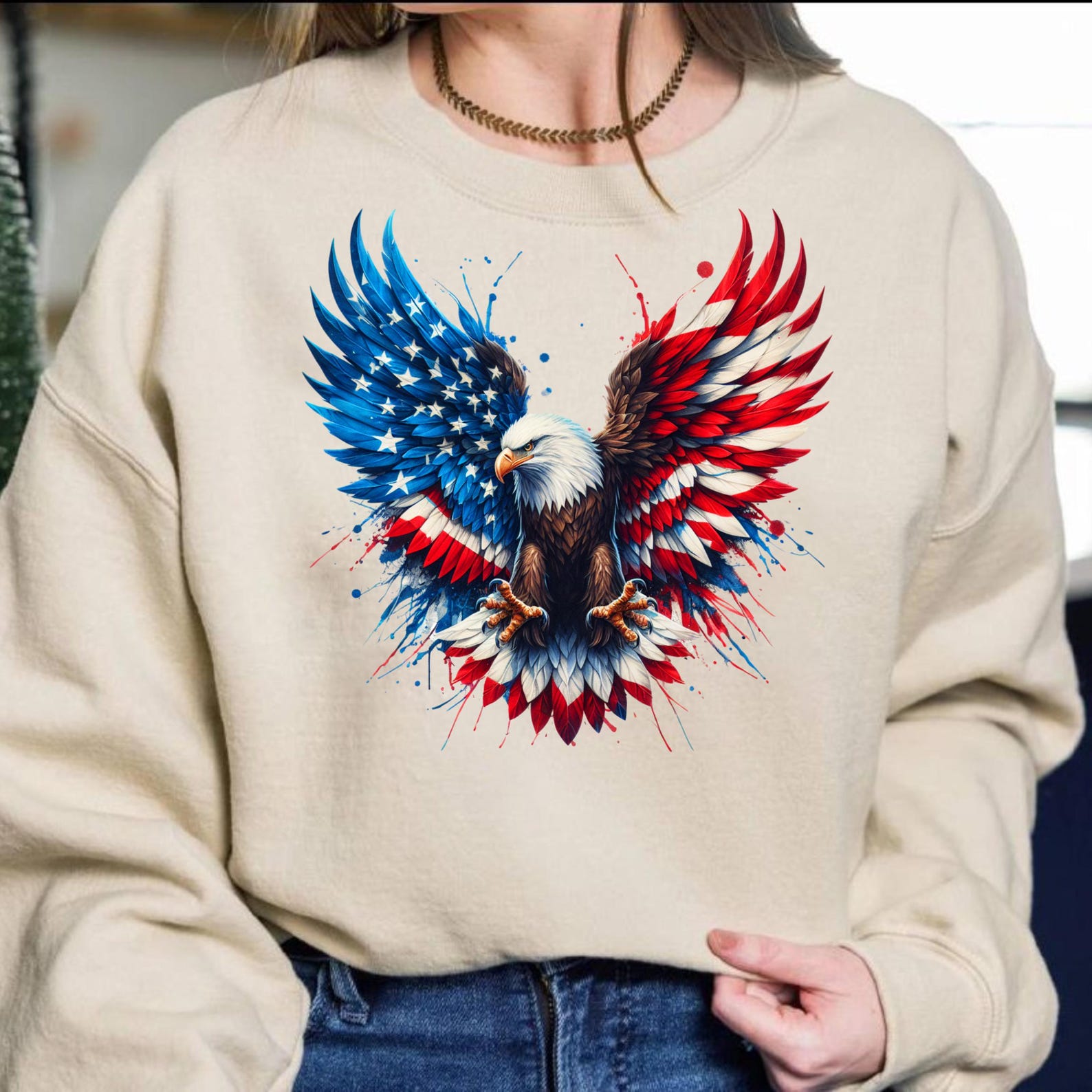 Vintage Patriotic Eagle SVG, PNG Sublimation Clipart - American Flag ...