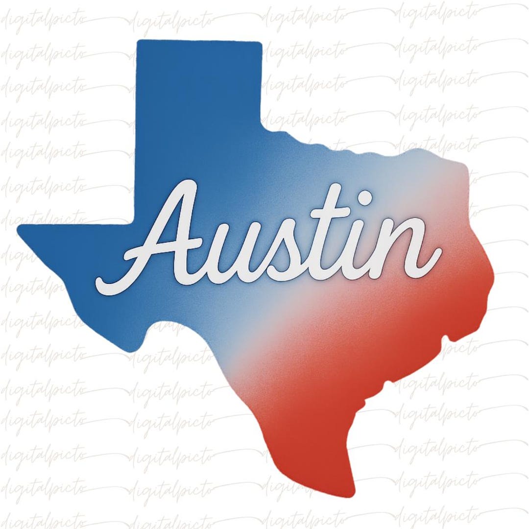 Austin PNG, Clipart, Sublimation – Texas Outline in Red White Blue ...