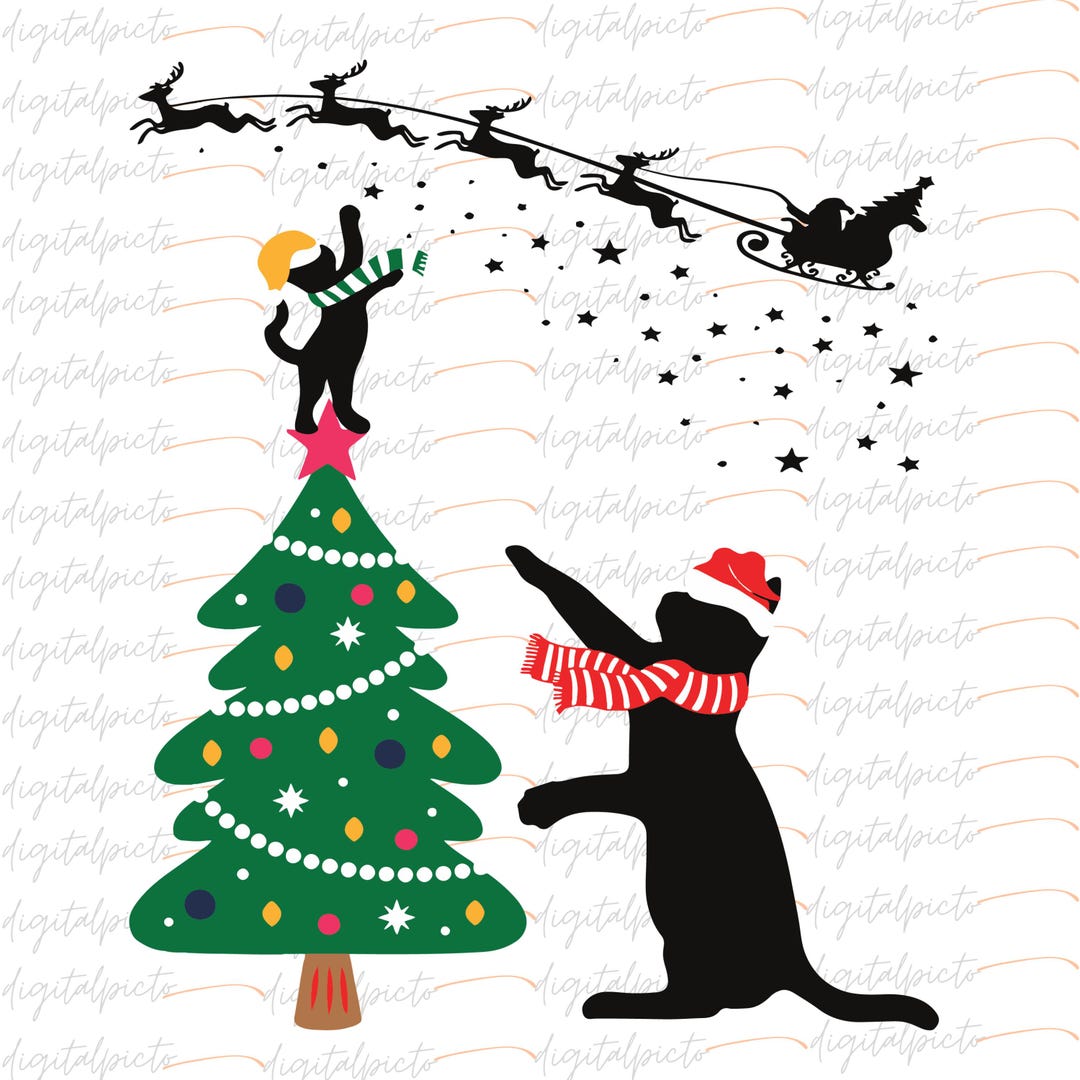 Cat Christmas Mischief Digital Art – Festive Holiday PNG - Etsy