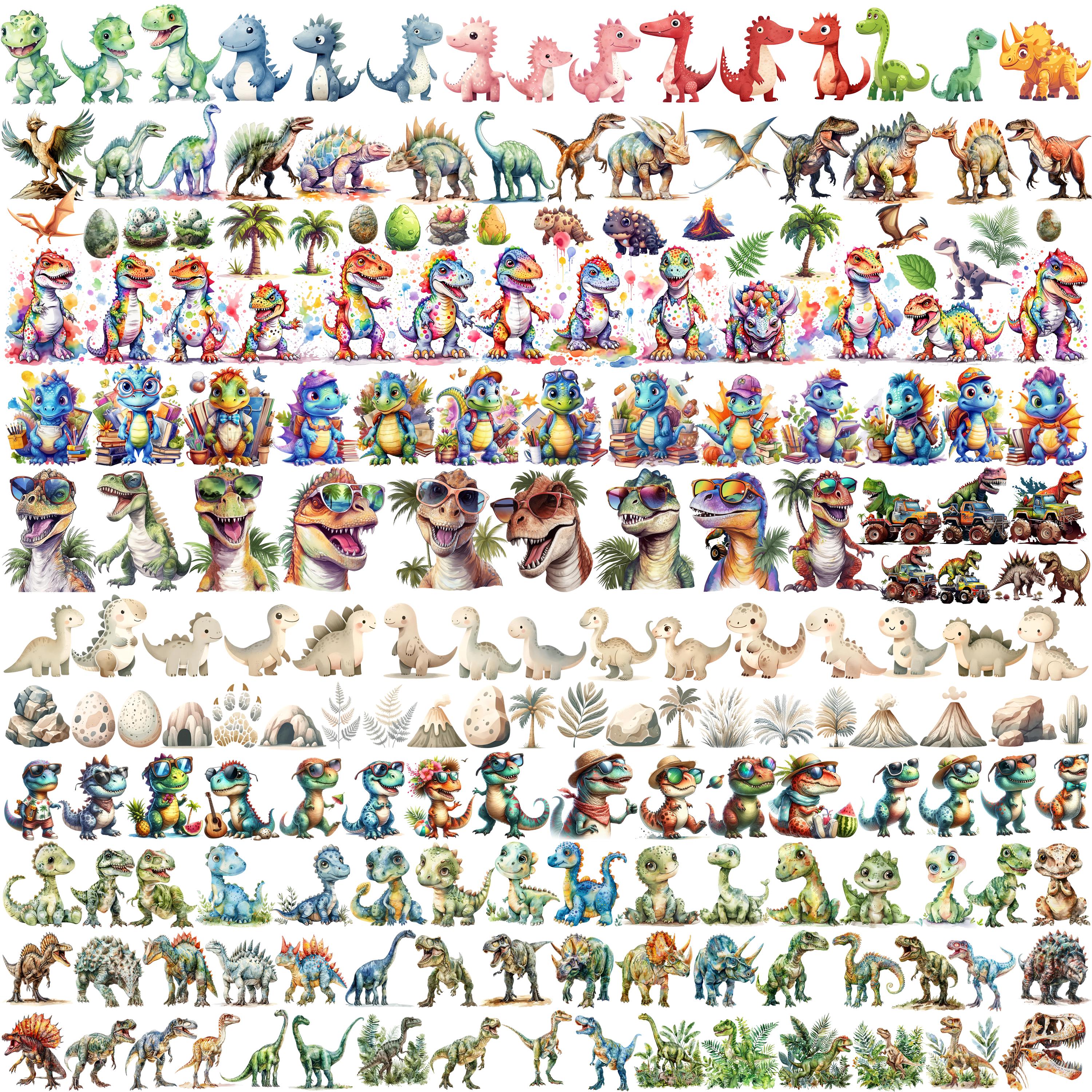500+ Dinosaur Designs PNG Bundle Watercolor Clipart Fantasy Magical T ...