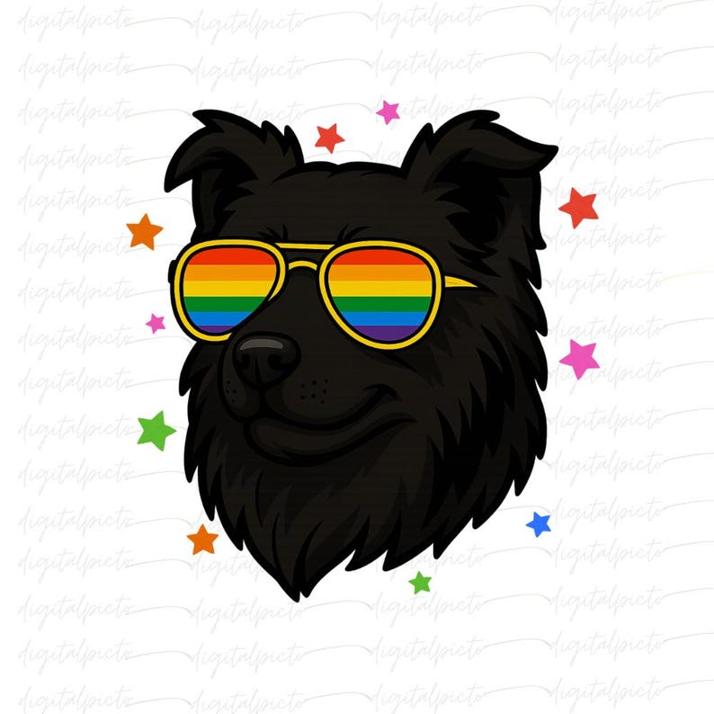 Rainbow Pride Black Fluffy Dog PNG | LGBTQ+ Big Dog Clipart | Cool ...