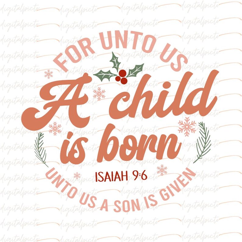 Boho for Unto Us A Child is Born PNG, Christmas Nativity Digital ...