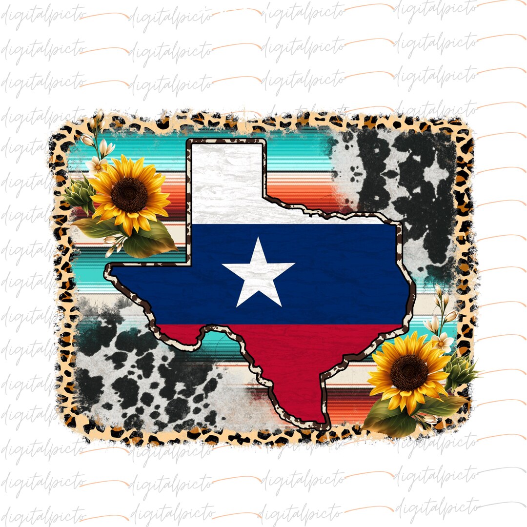 Texas Pride Sublimation Design | Sunflower & Serape Cowhide PNG - Etsy
