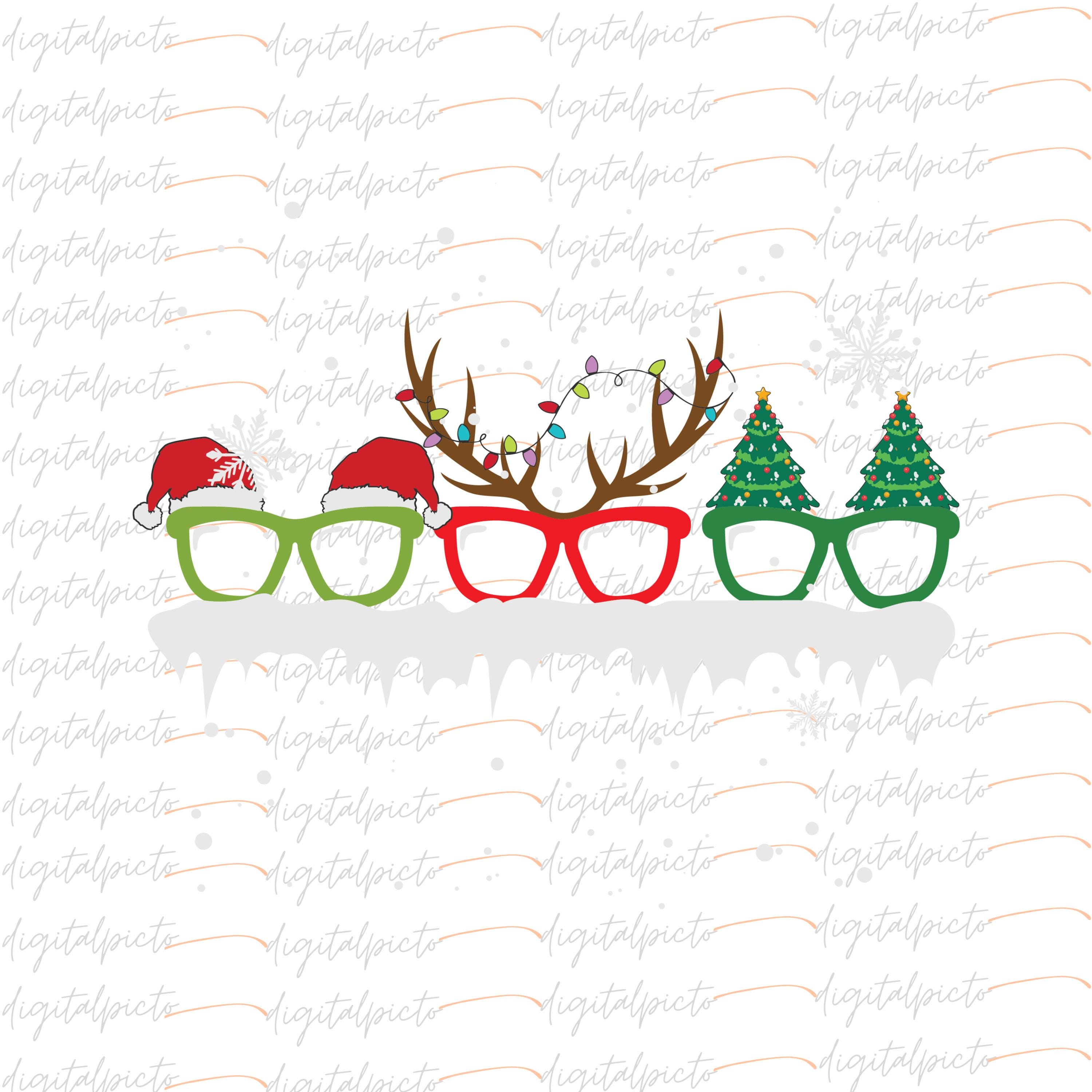 Festive Glasses PNG, Christmas Eyewear Digital Download, Holiday ...