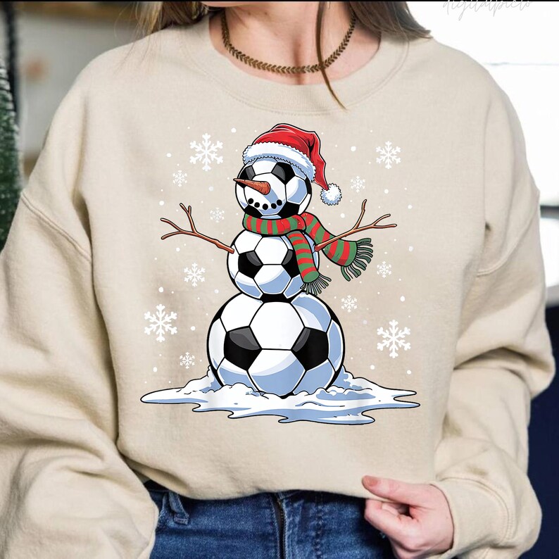 Soccer Snowman Sublimation PNG, Festive Christmas Sports Design ...