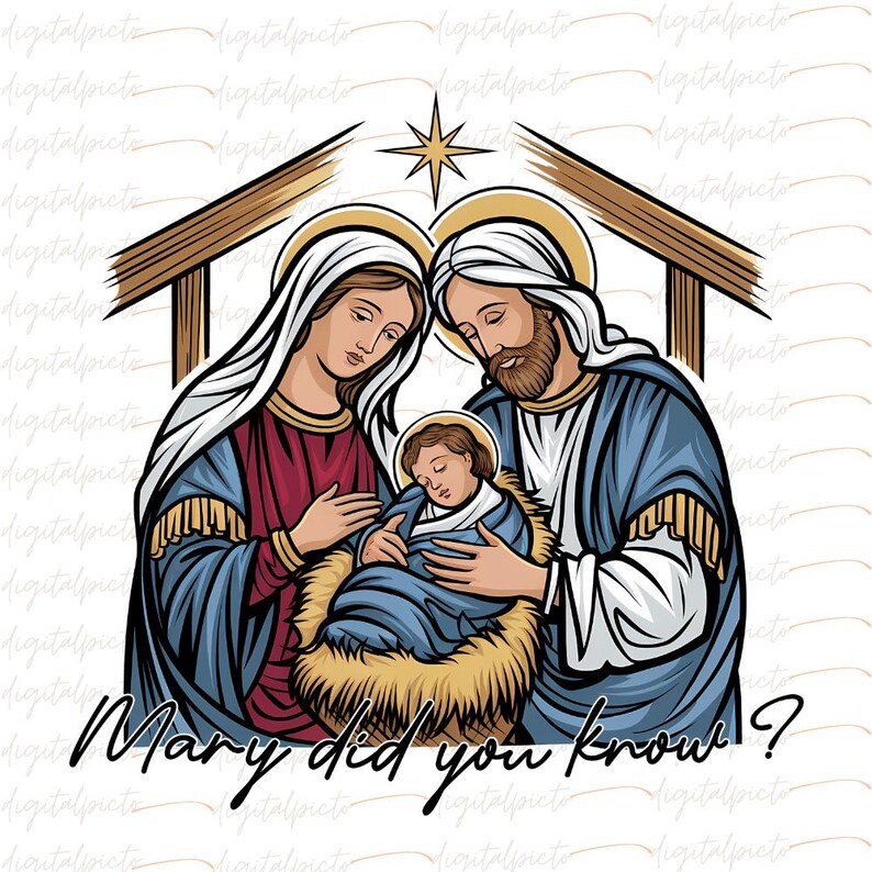 Mary Did You Know Nativity Scene PNG | Christmas Sublimation Design for ...