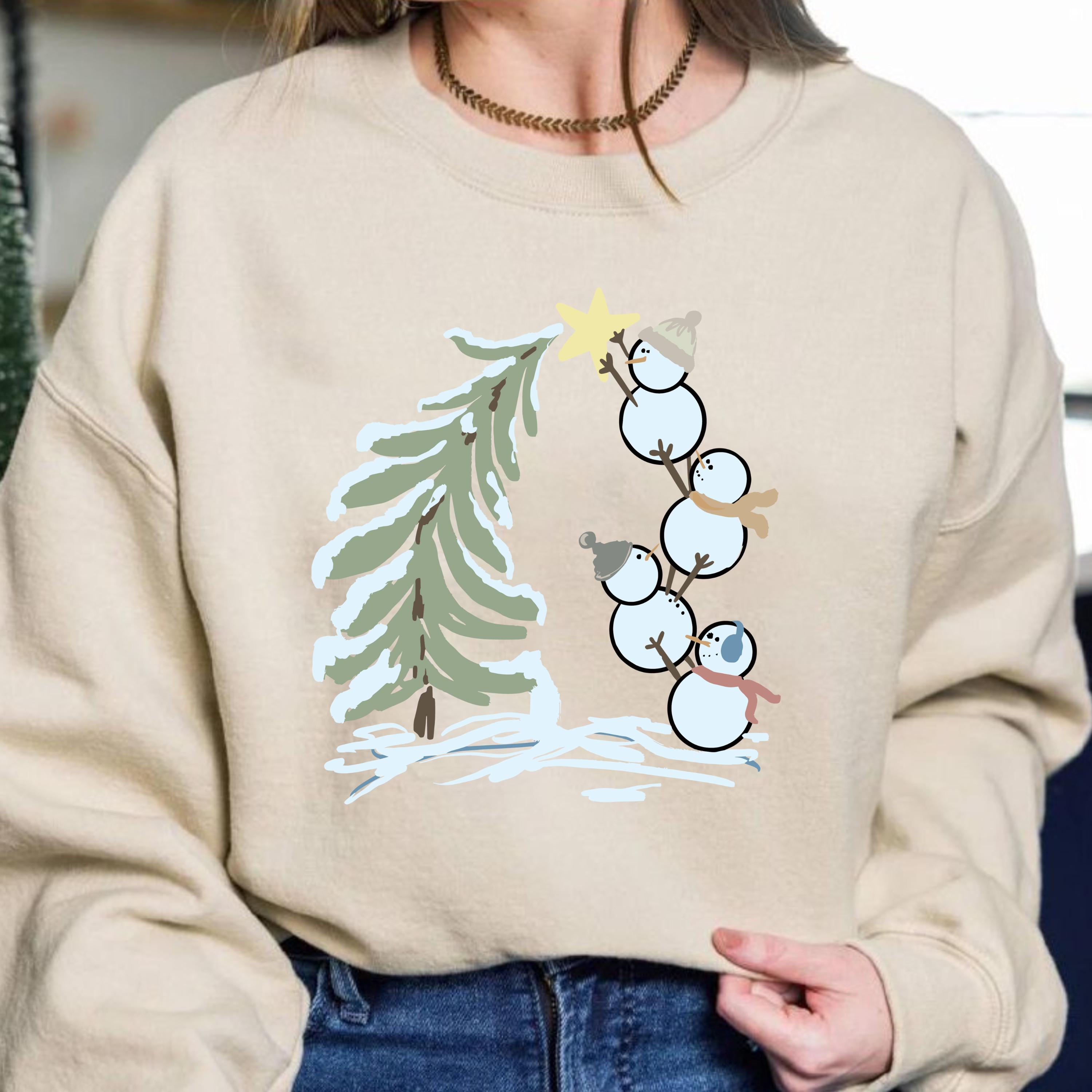 Snowmen Stack Christmas Tree Star PNG | Winter Holiday Scene Clipart - Etsy