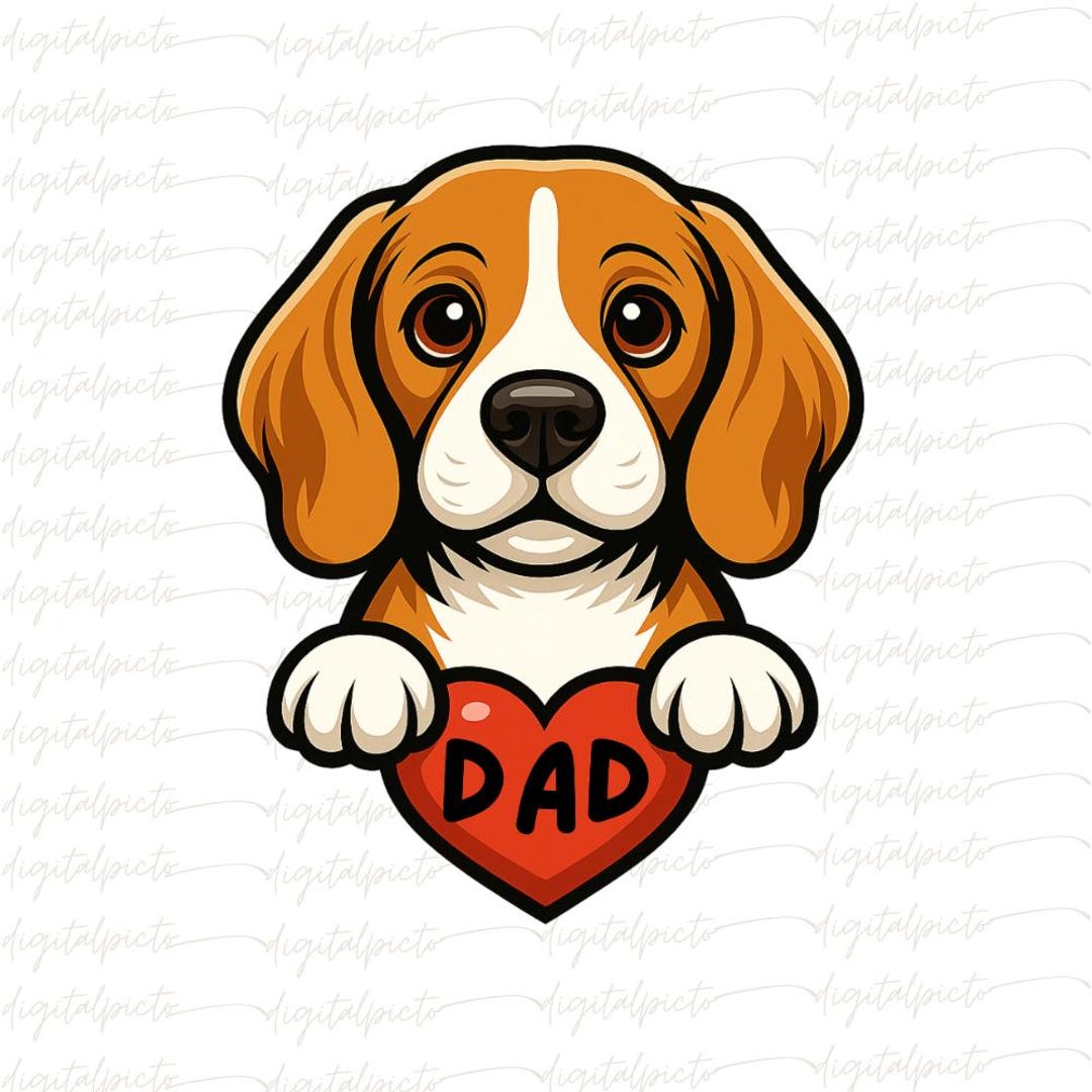 Beagle Dog Dad PNG, Cute Puppy Holding Heart, Father's Day Dog Lover ...
